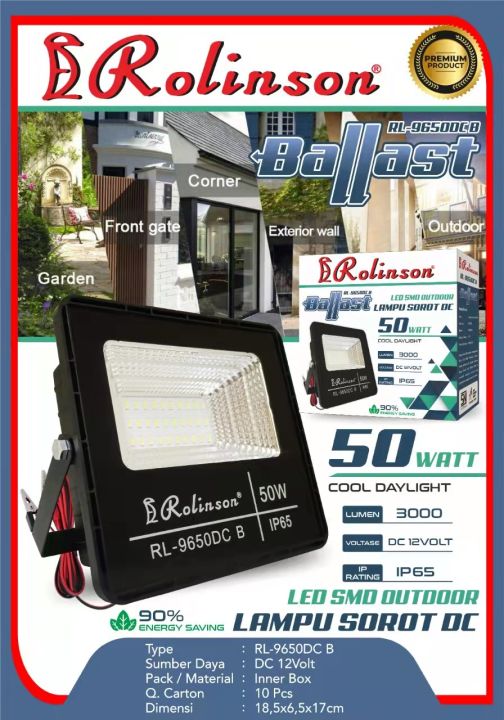 PermataUnik-Lampu Sorot DC 50 Watt Aki Tembak 12V IP65 Rolinson RL ...