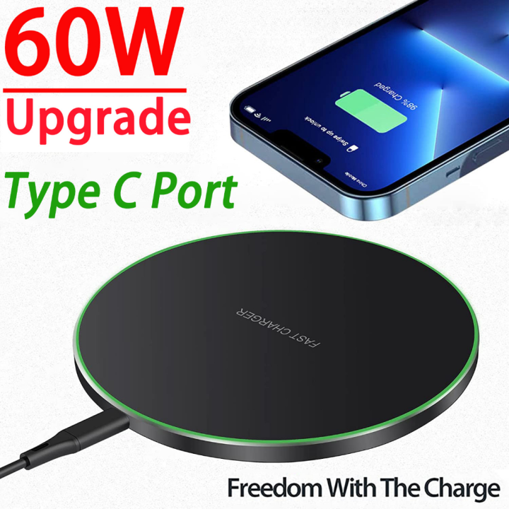 60W Wireless Charger Fast Charging Pad Quick Charge QC 3.0 For Phone 14 ...
