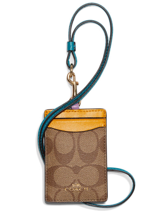 Coach ID Lanyard In Colorblock Signature Canvas - Brown/Multi | Lazada