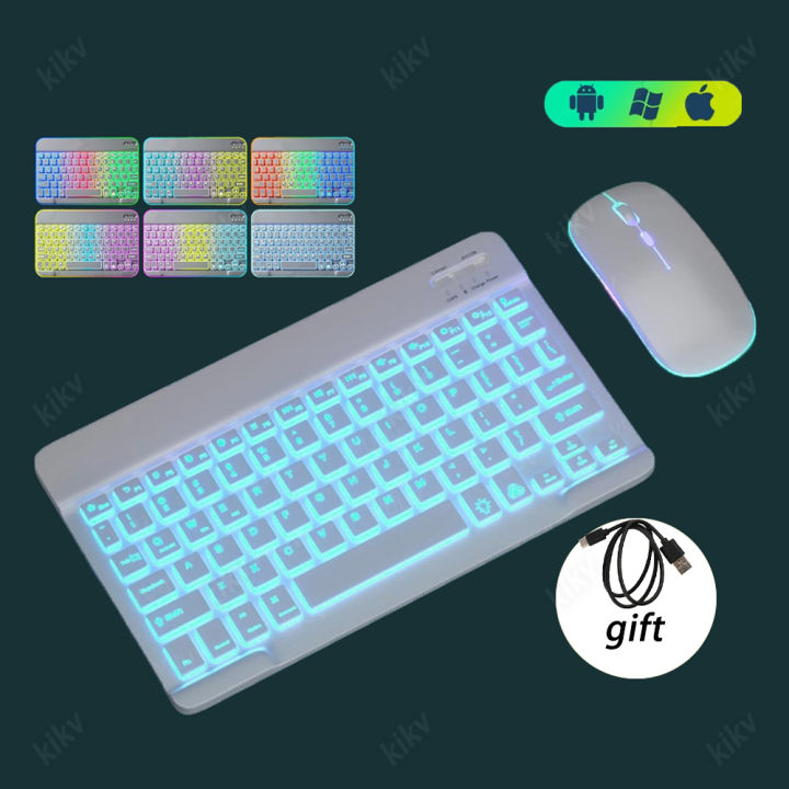 10 inches Wireless Bluetooth Keyboard and Mouse set with 2 RGB Modle ...
