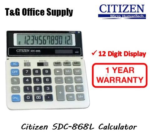 [100% Original] Citizen SDC 868L Calculator (12 Digits) | Lazada