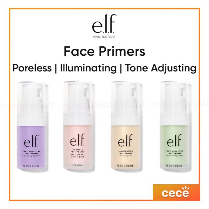 C ELF Cosmetics Face Primer (Illuminating, Poreless, Tone Adjusting ...