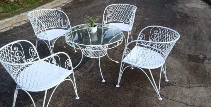 Outdoor Garden Metal Set 4 chairs and 1 table Set Of 5 Outdoor Pieces Metal Patio Furniture Lazada Lazada PH