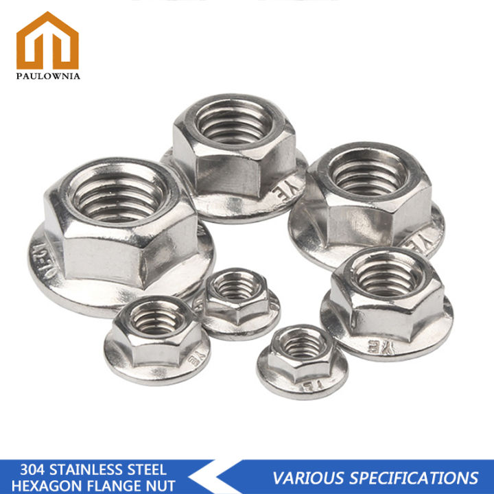 304 Stainless Steel Hex Flange Insert Lock Nut M3 M4 M5 M6 M8 M10 M12 Self-locking Hexagon Head ...