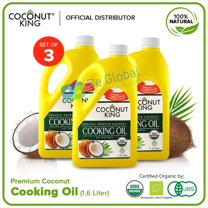 Coconut King Premium Organic Coconut Cooking Oil 1.6L (Bundle of 3 ...