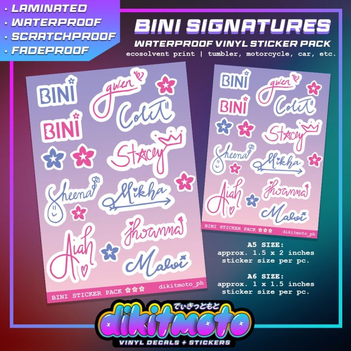 [dikitmoto] BINI SIGNATURES Sticker Pack Aiah Colet Maloi Gwen Stacey ...