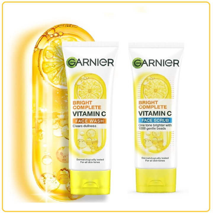 GARNIER Bright Complete Vitamin C Face Wash/Scrub /Super Whip 100g | Lazada