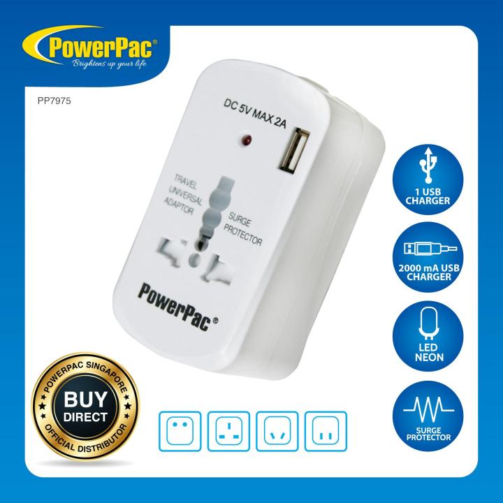 PowerPac Multi Travel Adapter With USB Charger US UK EU AU Adapter ...