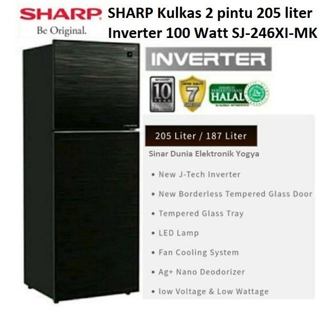 SHARP Kulkas 2 Pintu 205L Inverter SJ-246XI-MK J-Tech SJ246XI SJ 246XI | Lazada Indonesia