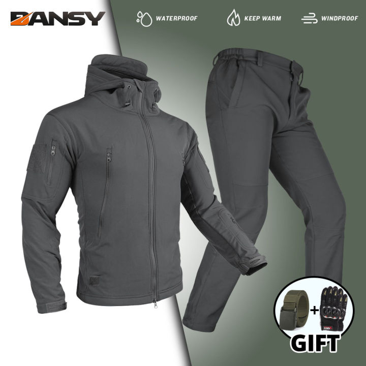 Fleece Winter Autumn Military Men Jacket Waterproof Suit Fishing Warm ...