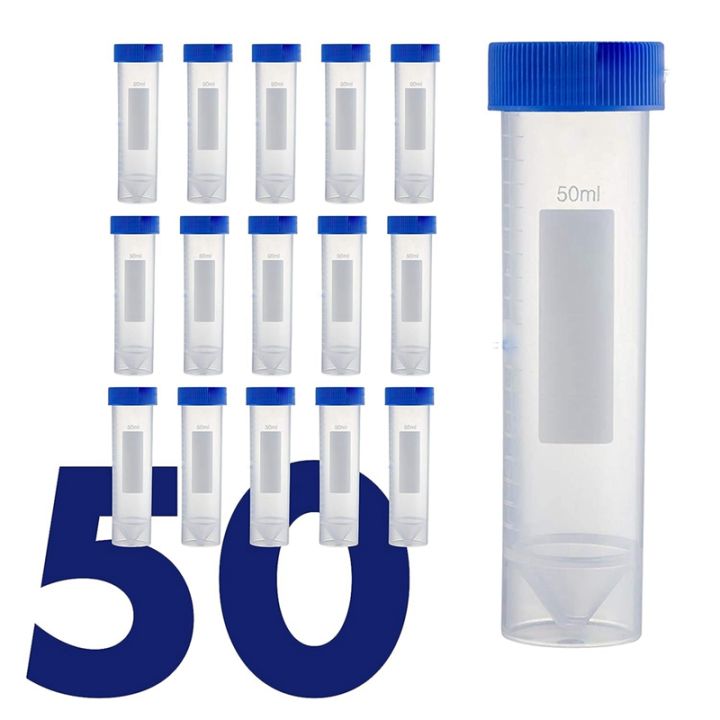 Centrifuge Tubes, [50 Pack] Plastic Test Tube with Screw Caps, 15ML ...