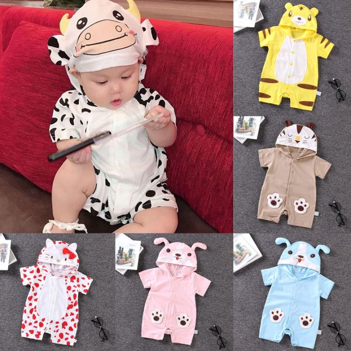 Baby Rompers Boy Girl Cartoon Jumpsuit Animals Cute Hooded | Lazada PH