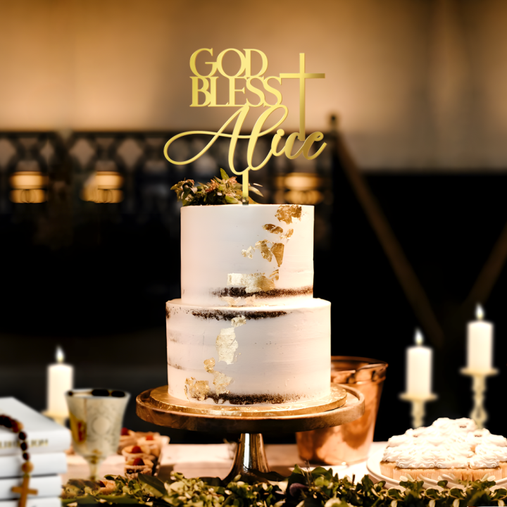Personalized God Bless Acrylic Cake Topper Baptism Christening First ...