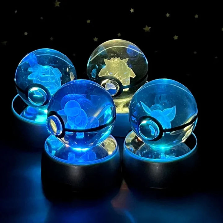 3D Pokemon Crystal Ball 5cm Mewtwo Pikachu Gengar crystal glass Pokemon ...