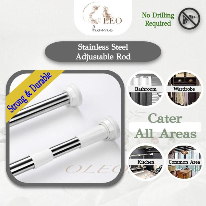 [SG] Adjustable Stainless Steel Rod No Drill Spring Tension Tightening ...