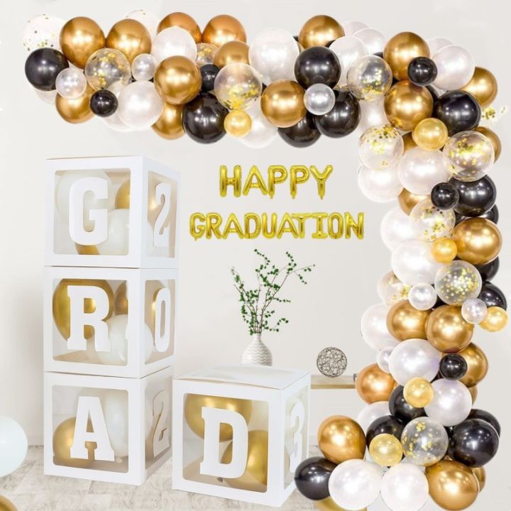 Graduation Party Decoration Package Set Transparent Balloon Boxes Stand ...