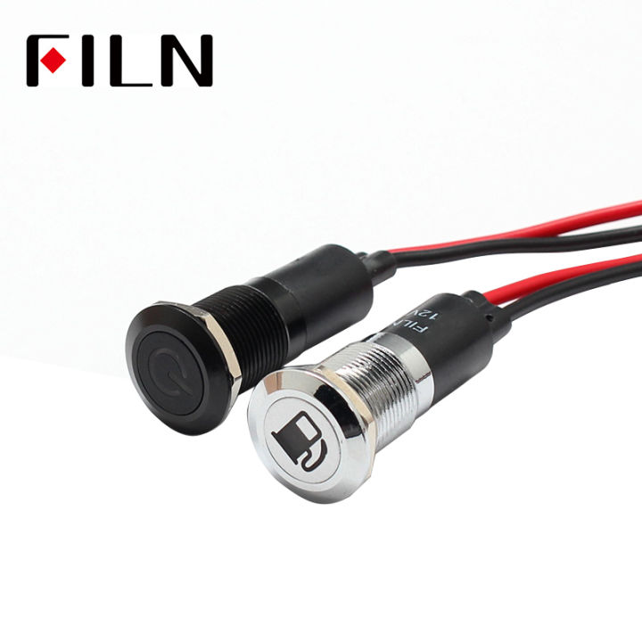 14mm Black Chrome Metal 12v Led Indicator Dashboard Car Boat Panel ...