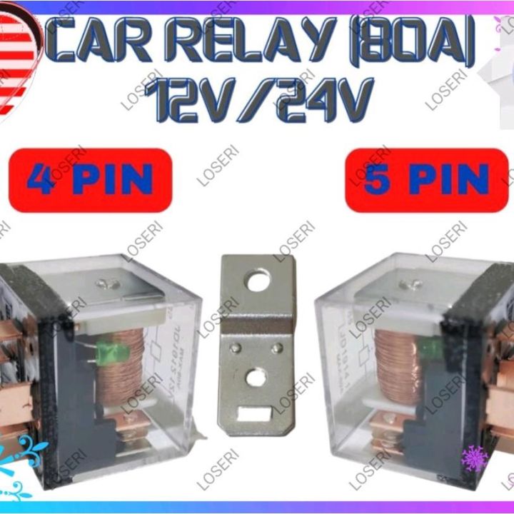 LOSERI PREMIUM 12V/24V (80A) Relay with LED Waterproof Universal Car ...