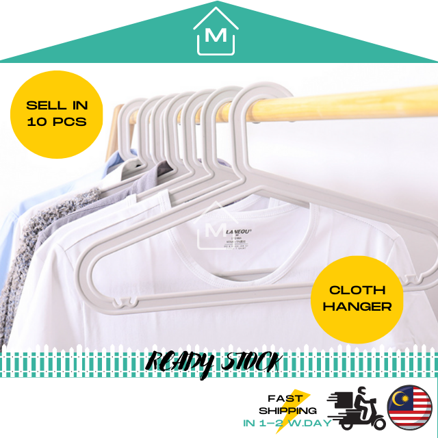 [10 PCS] IKEA Style Hanger No Trace Nordic Color Plastic Clothes Hanger ...