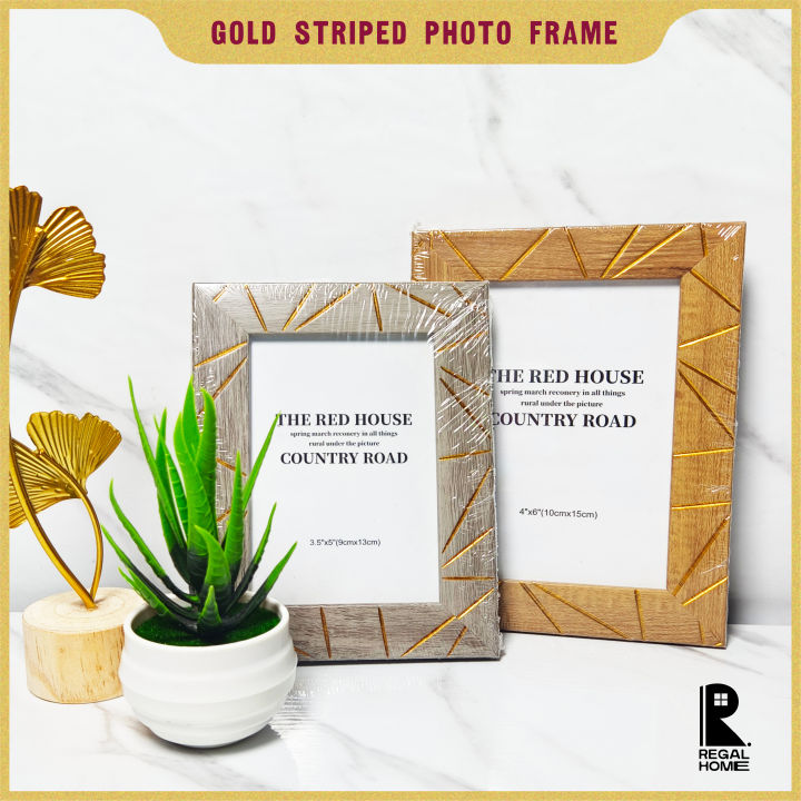 [Gold Striped] Photo Picture Frame All Sizes Aesthetic Home Decoration ...