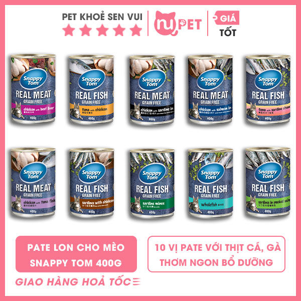 Pate lon Snaρpy Tom Real Fish 400g không chứa ngũ cốc cho mèo | Lazada.vn