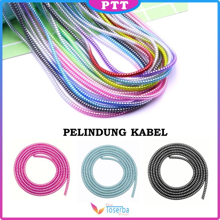 Pelilit Kabel Spiral Warna Metalic 150Cm Pelindung Cable Hp Charger ...