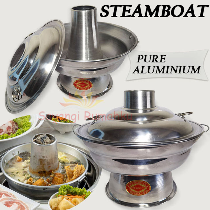 CHOP BUAYA CROCODILE BRAND Pure Aluminium Steamboat Hot Pot/Thai Tomyam ...