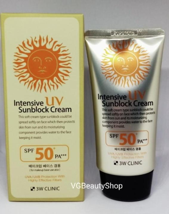 3W Clinic Intensive Uv Sun Block Cream Spf50+ Pa+++ 70Ml | Lazada Indonesia