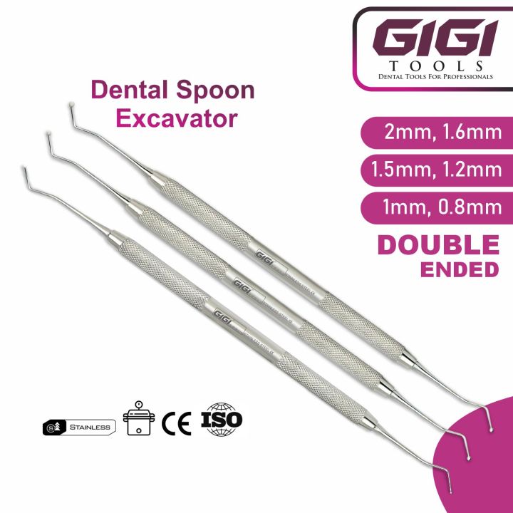 GIGI Tools Spoon Excavator Premium Instruments 3Pcs Set Stainless Steel ...