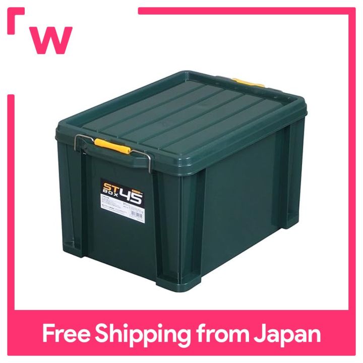 JEJ ASTAGE Storage Box Made in Japan ST Box 45 Stackable Dark Green Disaster Prevention [W 38 x ...