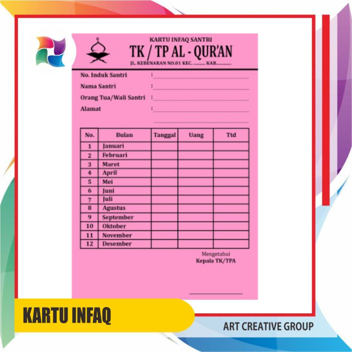 Kartu Infaq Santri TK/TP Al-Qur'an/ Kartu Iuran Siswa | Lazada Indonesia