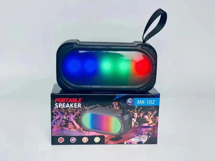 PORTABLE MK-102 SUPER BASS BLUETOOTH WIRELESS SPEAKER WITH RGB LIGHT | Lazada PH