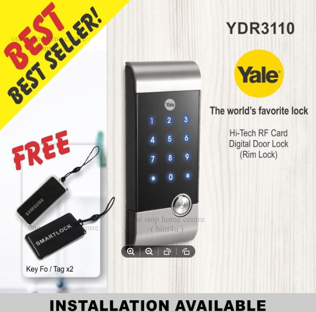 Yale YDR 3110 Digital Door Lock (Rim Lock) free 2 key tag | Lazada