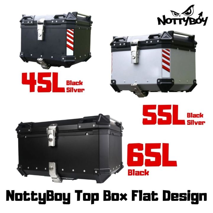 Nottyboy Heavy Duty Aluminium Top Box Flat Design with Solid Steel Universal Base Plate ...