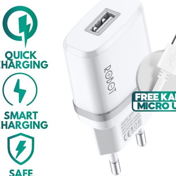 ROBOT CHARGER RT-K7 1A KABEL MICRO USB ORIGINAL GARANSI 1 TAHUN ...