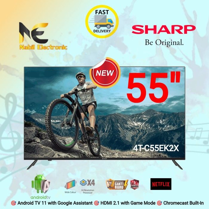 SHARP 4T-C55EK2X LED TV ANDROID 55 INCH UHD 4K HDR | Lazada Indonesia