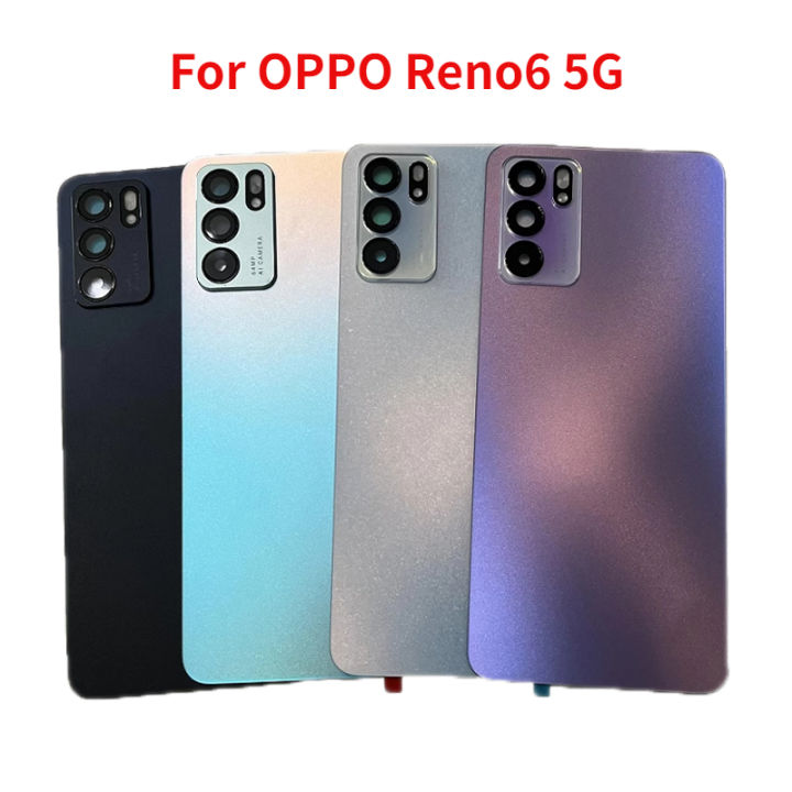 กระจกหลังแบบดั้งเดิมสำหรับ OPPO Reno 6 5G เคสปลอกหุ้มช่องหลังฝาหลังพร้อมชิ้นส่วนฝาครอบเลนส์กล้อง ...