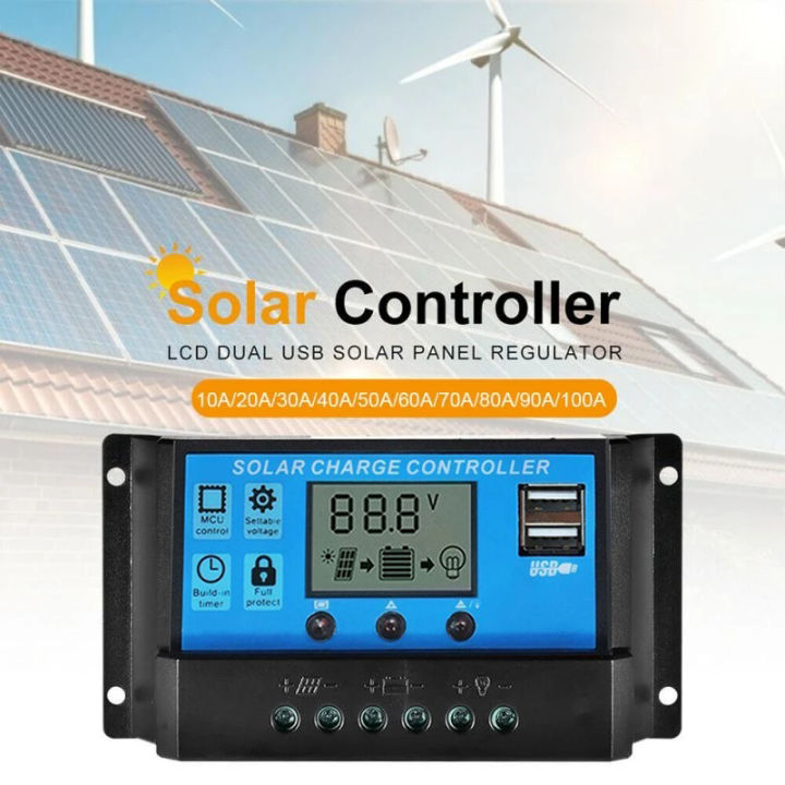 Solar Panel controller 30A Solar Charger Controller 12V 24V Auto PWM ...