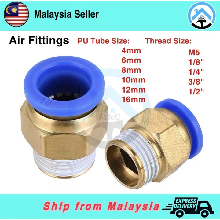PC 4,6,8,10,12,16mm, Pneumatics PC One-Touch Air Fitting Straight Type ...
