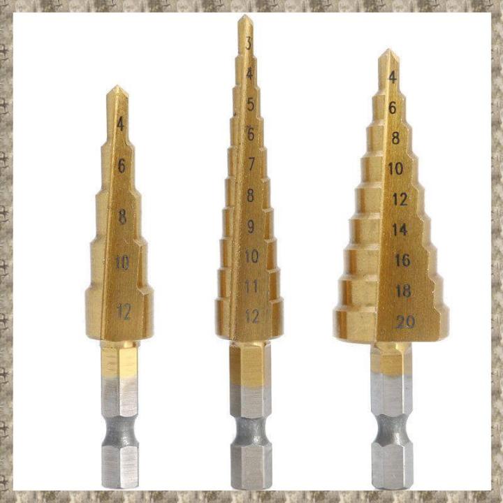 (ZXOJ) 3 Pcs High-Speed Steel Step Drill Bit Set Power Tools Cone ...