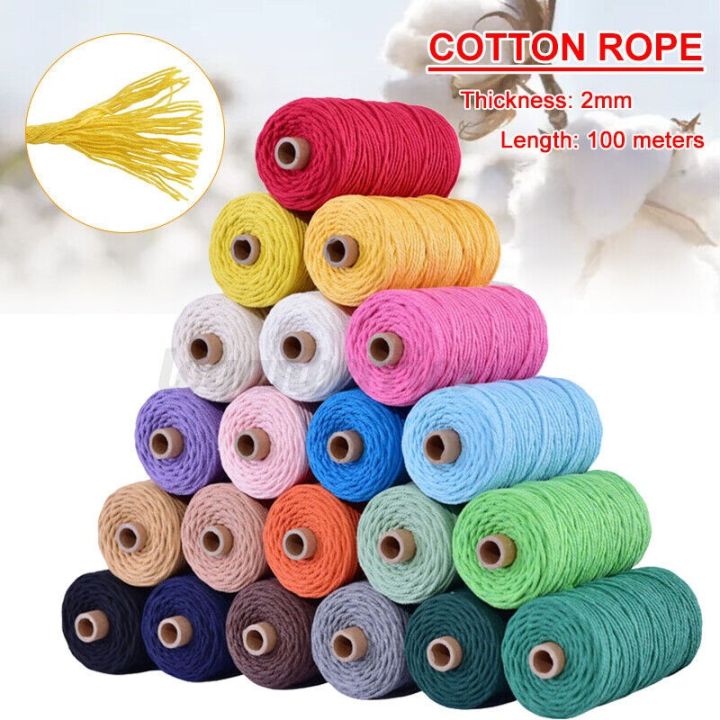 100M Macrame cord Twisted 2mm Cotton rope Crafts for Home decoration ...