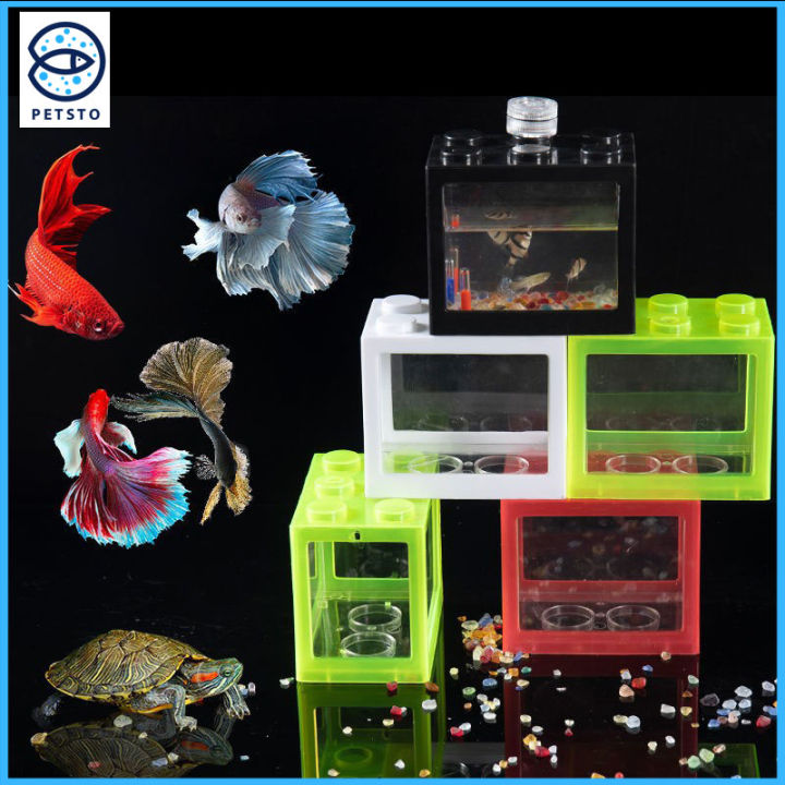 Mini Aquarium Lego Block Tank Small Fish Tank Led Light Betta Tank ...