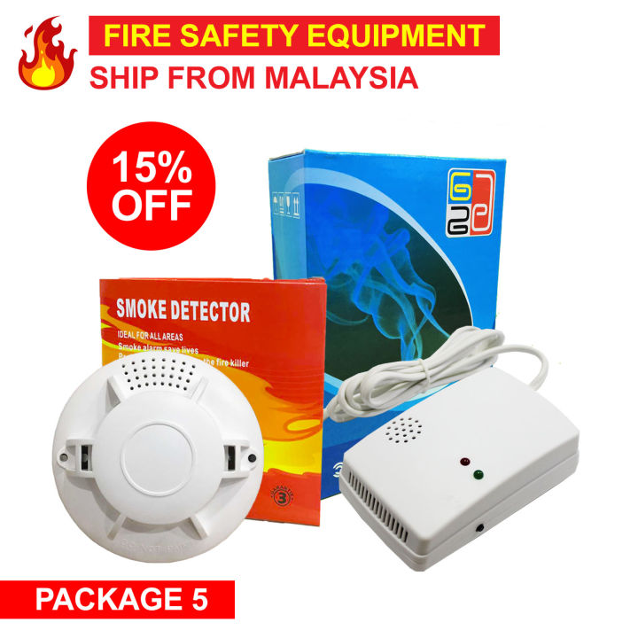 Fire Safety Package 9 - Smoke Detector Alarm Gas Leak Detector Alarm ...