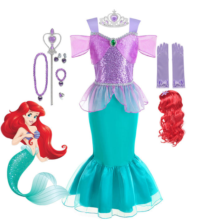 2024 New Little Mermaid Ariel Princess Costume Kids Dress For Girls ...
