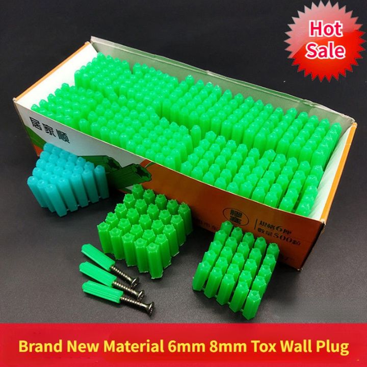 Green Plastic Expansion Pipe Tox Wall Plug with Stopper Expand Nails ...