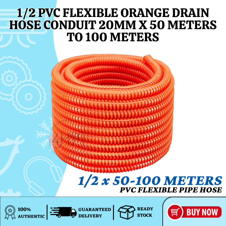 FOURHMC HIGH QUALITY 1/2 PVC FLEXIBLE ORANGE DRAIN HOSE CONDUIT 20MM ...