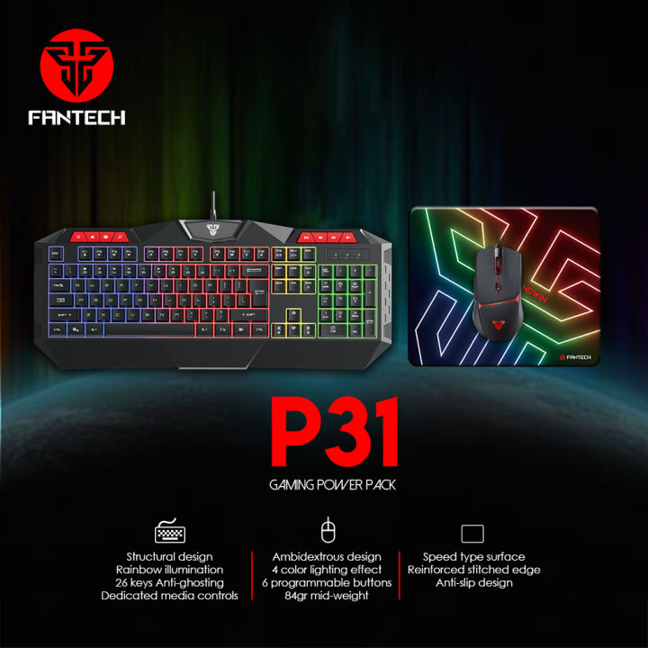 [VIHI FHVNKUF 105] P31คีย์บอร์ดเมาส์และแผ่นรองเมาส์ Fantech | Lazada.co.th