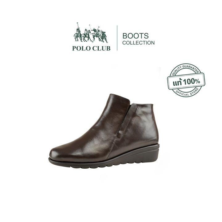 POLO CLUB รองเท้าบูทหนังแท้ รุ่น P1946 สีน้ำตาล | รองเท้าบูทผู้หญิง ...