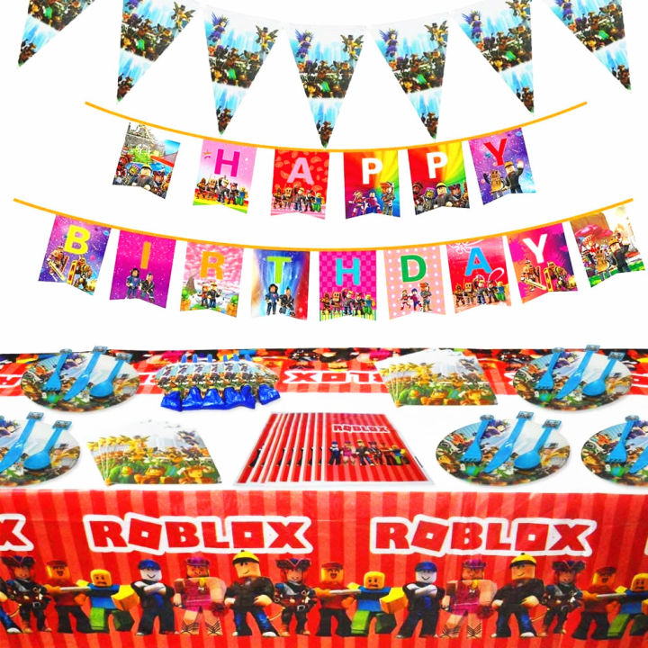 Robloxs Robot Theme Happy birthday Decoration Party Tableware Paper ...