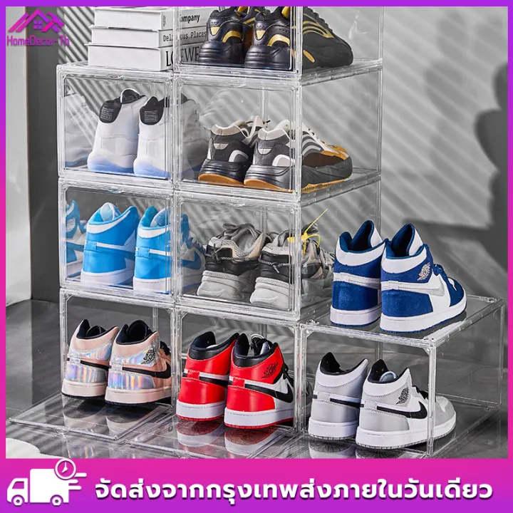 Magnetic Clear Front Drop Stackable Shoe Boxes Plus ( Black edition 6 ...